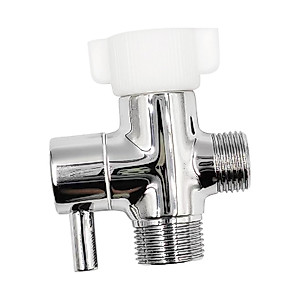 Miayaya Bidet T Adapter with Shut off Valve 3 Way Connector 7/8" 1/2" Brass Plating T Valve for Toilet Bidet