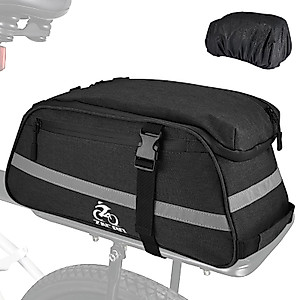 Zacro Bike Bag Rear Rack, 13L Waterproof Bicycle Trunk Reflective Saddle Bag, 3 in 1 Shoulder/Handheld/Electric Ebike Pack Cargo Bag, Cycling Back Seat Luggage Pannier Pouch with Strap&Rain Cover