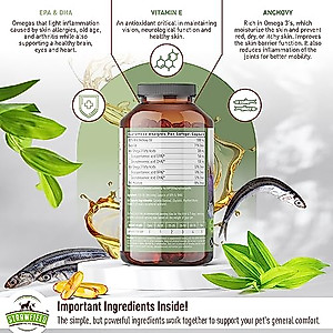 Omega 3 Fish Oil for Dogs, 250 Softgel Pills, 1000 mg EPA DHA Dog Fish Oil Pet Supplement for Joint Support Arthritis Pain Relief, Allergy Itch, Shedding, Healthy Coat, Dry Itching Skin, Hot Spot, USA