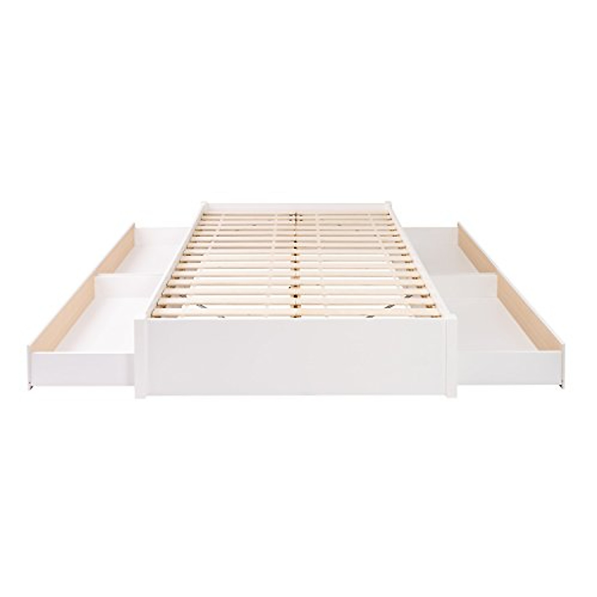 Prepac Select Queen 4-Post Raised Platform 4-Drawer Storage Bed, Modern Queen Storage Bed with Drawers 83" D x 63" W x 16" H, White, WBSQ-1302-4K