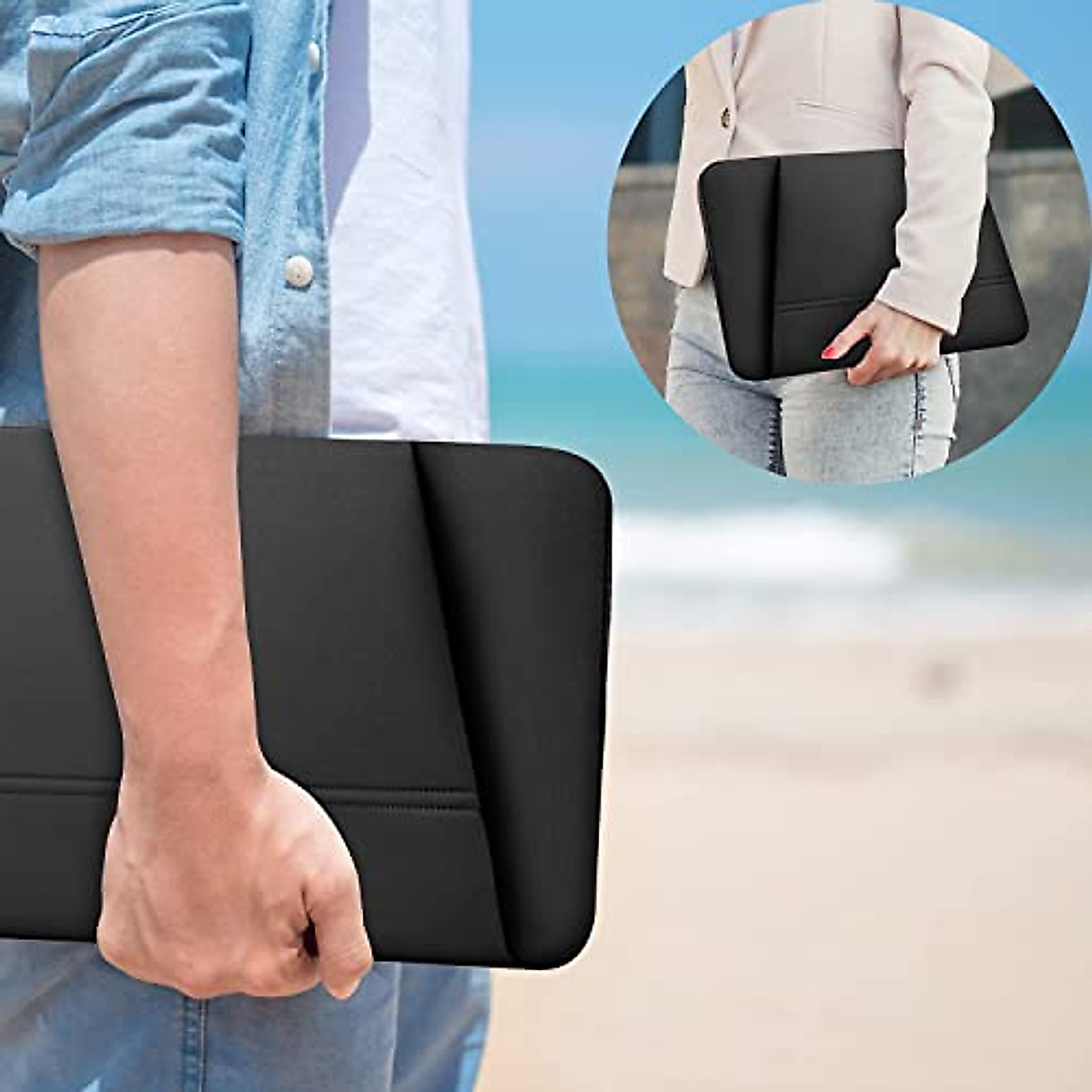 Laptop Sleeve, Laptop Case, Laptop Sleeve 15.6 inch, TEDNETGO Durable HP Lenovo Bag Case, Computer Bag Briefcase Carrying Bag Case 15 16 inch with Pockets for Dell Asus Gifts for Women Men, Black