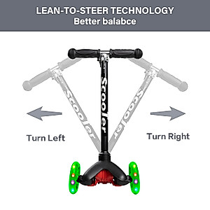 NDYKJPART Scooter for Kids, Adjustable Height, Light Up LED Wheels with Aluminum 3 Wheel Glider Scooter for Ages 2-5, Ideal Toddler Training for Ages 3-5 Boys and Girls (Black)