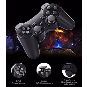 YCCTEAM Wireless Controller Compatible with PS3, Controller Replacement for PS3 with Upgraded High-Precision Joystick, Wireless Remote Gamepad with Charger Cable (Black)