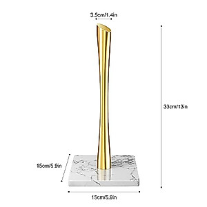 Welisya Marble Paper Towel Holder Gold Countertop,Standing Kitchen Paper Towel Holder Roll Holder- for Kitchen Bathroom Countertop, Standard Paper Towel Holder (with Marble Base)