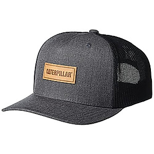 Caterpillar Men's Patch Flat Bill Cap, Charcoal Heather, One Size