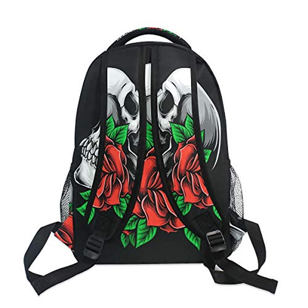 Sugar Skull Roses Backpack Bookbag for Boy Girl Large Travel Laptop Shoulder Bag for Women Men