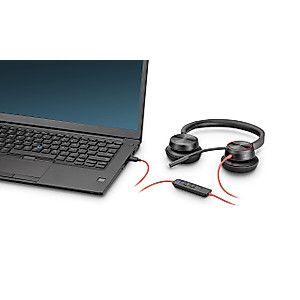 Plantronics Poly - Blackwire 8225 Wired Headset with Boom Mic Dual-Ear (Stereo) Computer Headset - USB-C to Connect to Your PC/Mac - Active Noise Canceling-Works with Teams (Certified), Zoom &More