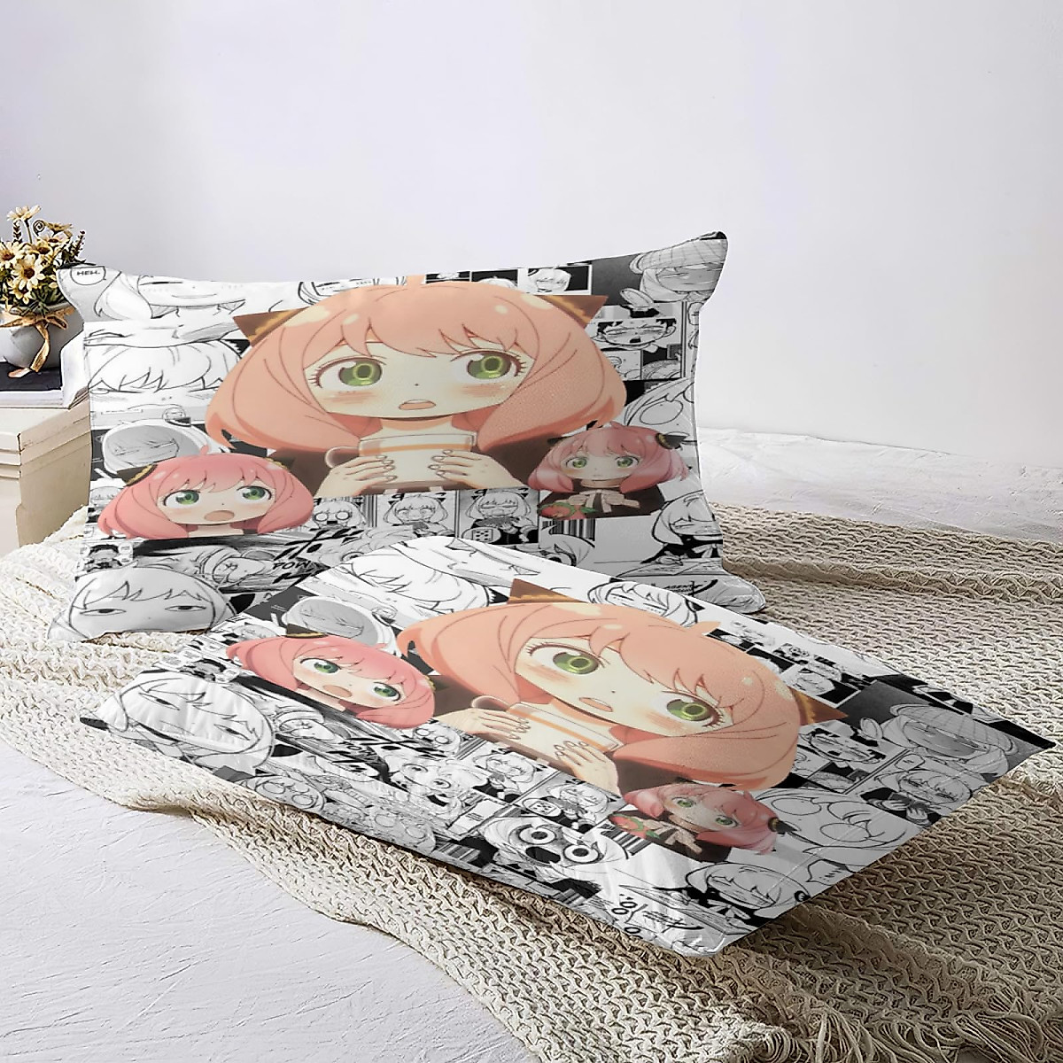 MAPH 3pcs S-PY Cartoon Family Duvet Cover,Twin Bedding Sets,Kawaii Bedding, Anime Comforter Bedspread Quilt Cover,Kawaii Beding Gifts for Teenage Boys Girls,2 Pillow Sham 79x90 Inch(Full)