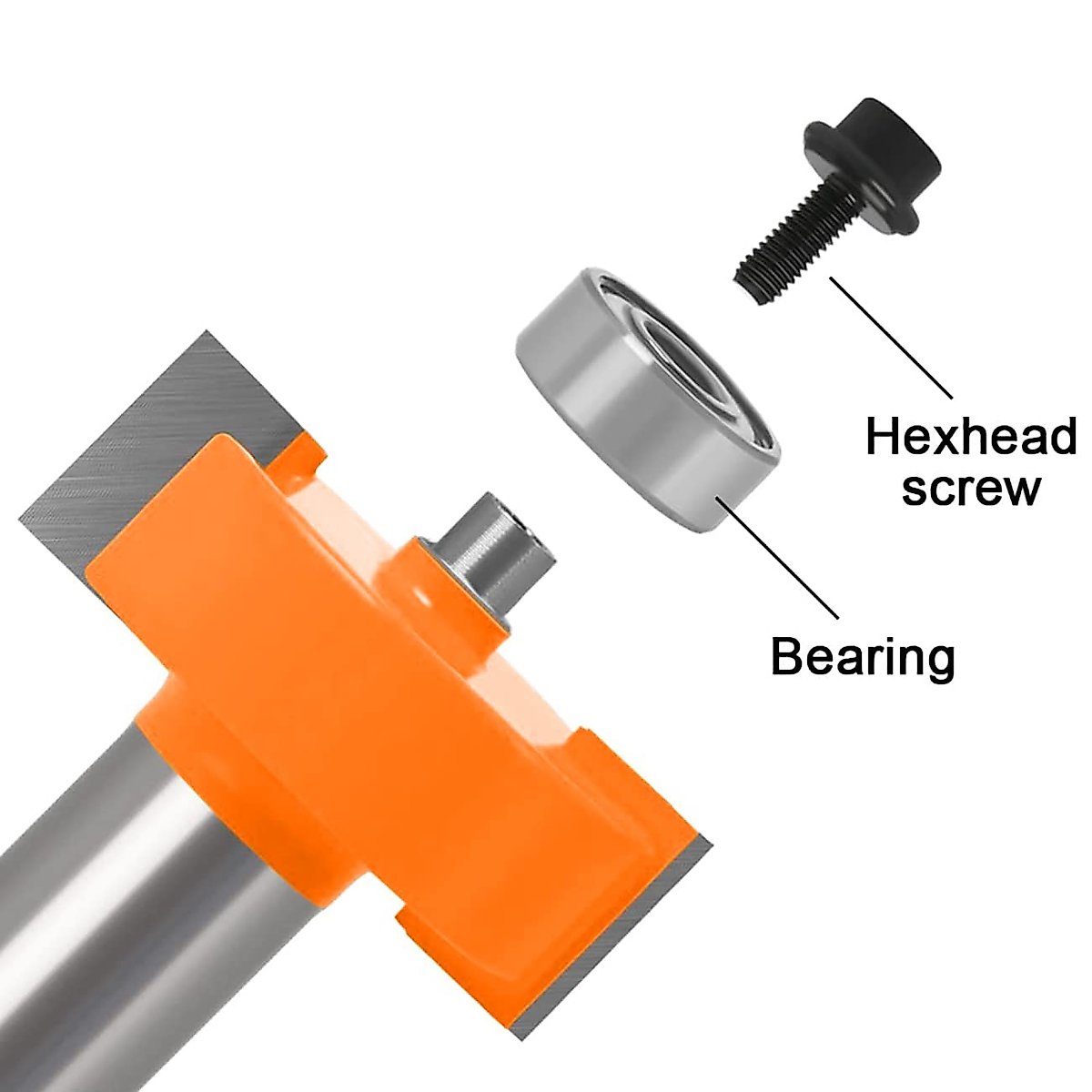 PROMSA 1/4 Inch Shank Rabbet Router Bits, 2pcs Carbide Rabbeting Router Bit Set with 5 Bearings Set (1/2", 5/8", 3/4", 7/8", 1-1/8") (1/4 Inch Router Bit Set)
