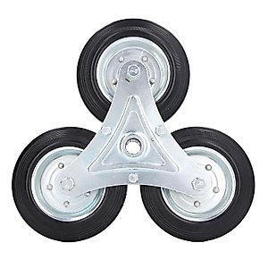 Stair Climbing Wheel, 6 Inch 300LBS Load Capacity, Heavy Duty Triangular Wheel for Stairs, Non Slip Solid Rubber Replacement Wheel, Galvanized Iron Hub, for Shopping Carts