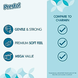 Amazon Brand - Presto! 313 2-Ply Sheet Mega Roll Toilet Paper, Unscented, Ultra-Soft, 12 Rolls (2 Packs of 6), Equivalent to 60 Regular Rolls, White