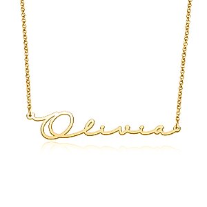 CandyCharms Custom Name Necklace Personalized Nameplate Script Gold Plated Customized Jewelry Gifts for Women Mom