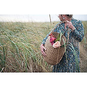 Creative Co-Op Hand-Woven Bankuan Bucket w/Handle, Natural Basket, 13" L x 13" W x 17" H