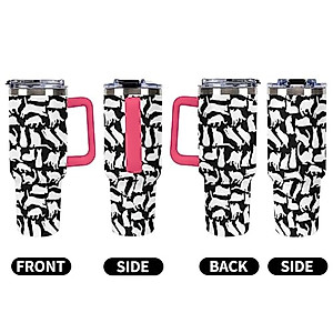 Cute Cats 40oz Water Bottle Double Wall Insulated Tumbler with Handle Leakproof Travel Mug Light Rose Red-style