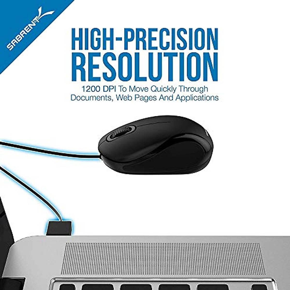 SABRENT Mini Travel USB Optical Mouse with Retractable Cable (MS-OPMN)