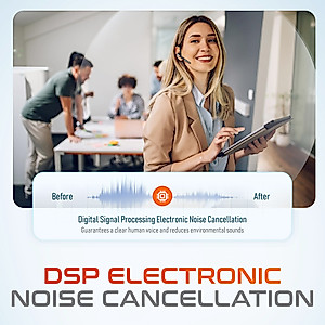 Ultralight Bluetooth Headset with Noise Cancelling Microphone, Business Wireless Headphones with Mic, Auto-Pair USB Dongle for PC/Laptop, Handsfree, Mute & Volume Buttons, for Meet|Skype|Zoom|Teams