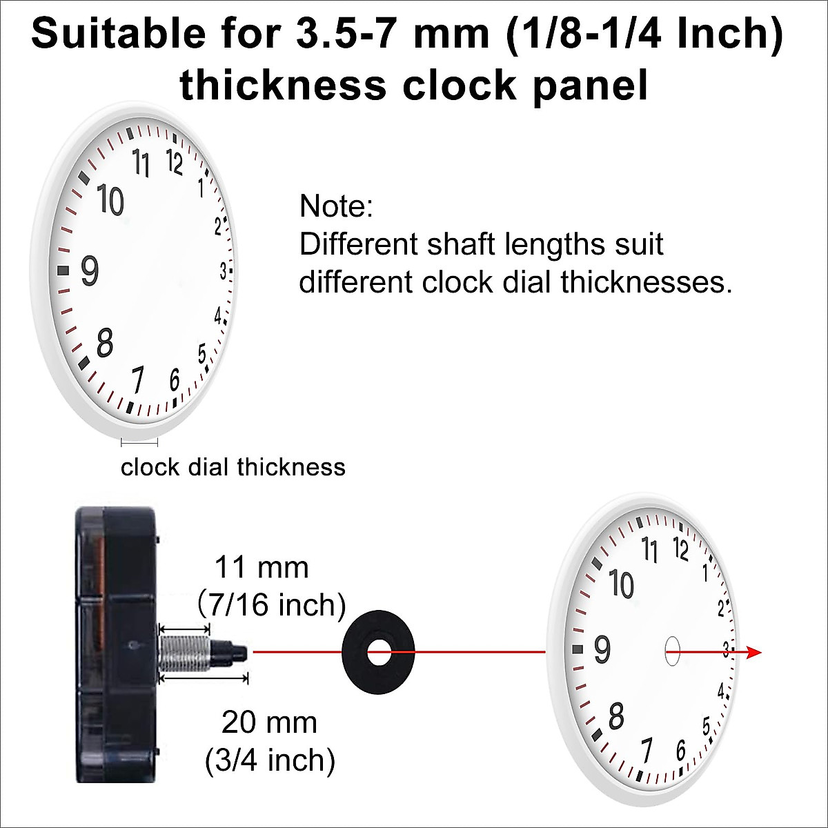 EMOON Clock Movement Mechanism with 3 Pack Clock Hands, Silent Sweep Quartz Clock Motor Kit, for Clock Repair DIY Replacement, Custom Clock