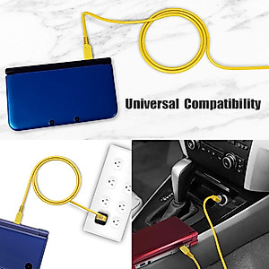 [2 Pack] 5FT USB Charger Charging Cable for 3DS Compatible with Nintendo New 3DS XL/New 3DS/ 3DS XL/ 3DS/ New 2DS XL/New 2DS/ 2DS XL/ 2DS/ DSi/DSi XL Bule/Red/Yellow