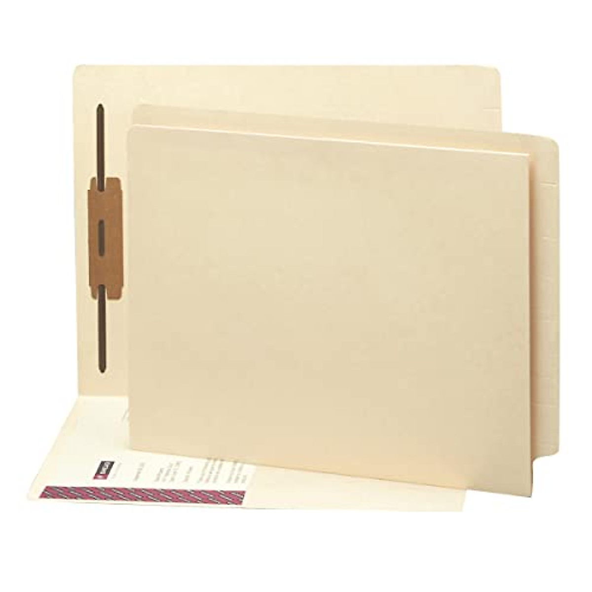 Smead End Tab Pocket Folder with Fastener, Straight-Cut Tab, 1 Pocket, Letter Size, Manila, 50 per Box (34100)