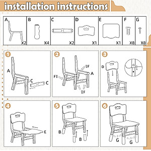 Kigley 6 Pack Height Adjustable Kids Chair Adjustable Table Chair Kid Chairs Age 2-6 Adjustable Height Toddler Seat Child Table Chair for Children Student School Family Daycare (Wood Color)
