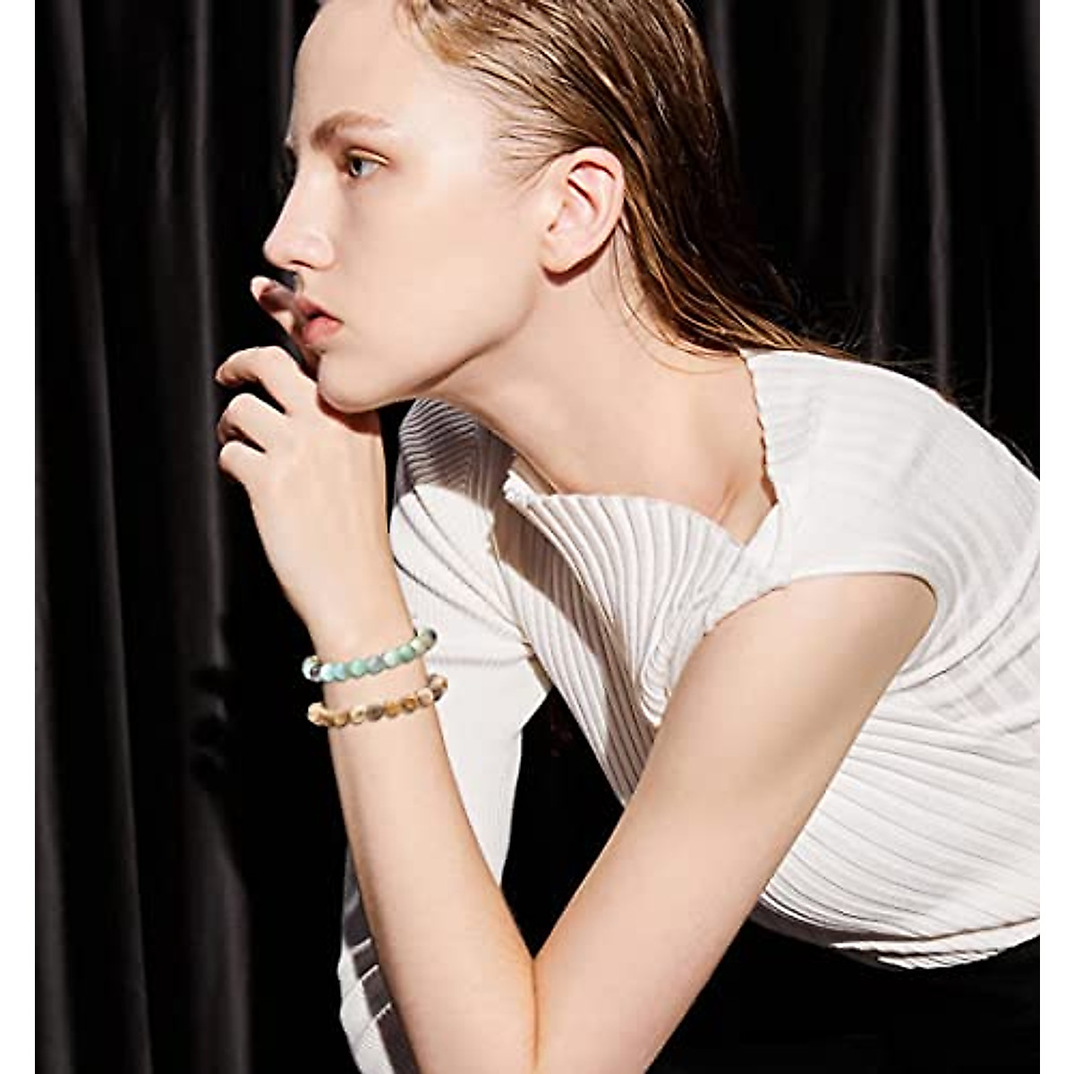 Jewdreamer 12Pcs 8mm Semi-Precious Gemstone Bracelet Healing Crystal Stone Beaded Bracelets for Women Men Unisex Adjustable Bead Stretch Bracelets Set