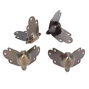 dophee 8 Pack Antique Brass Corner Protectors, Decorative Metal Box Corners Covers Trim Brackets with Mounting Screws for Jewelry Box Wooden Case Chest Table Furniture, 1.69"x1.02"x1.30"