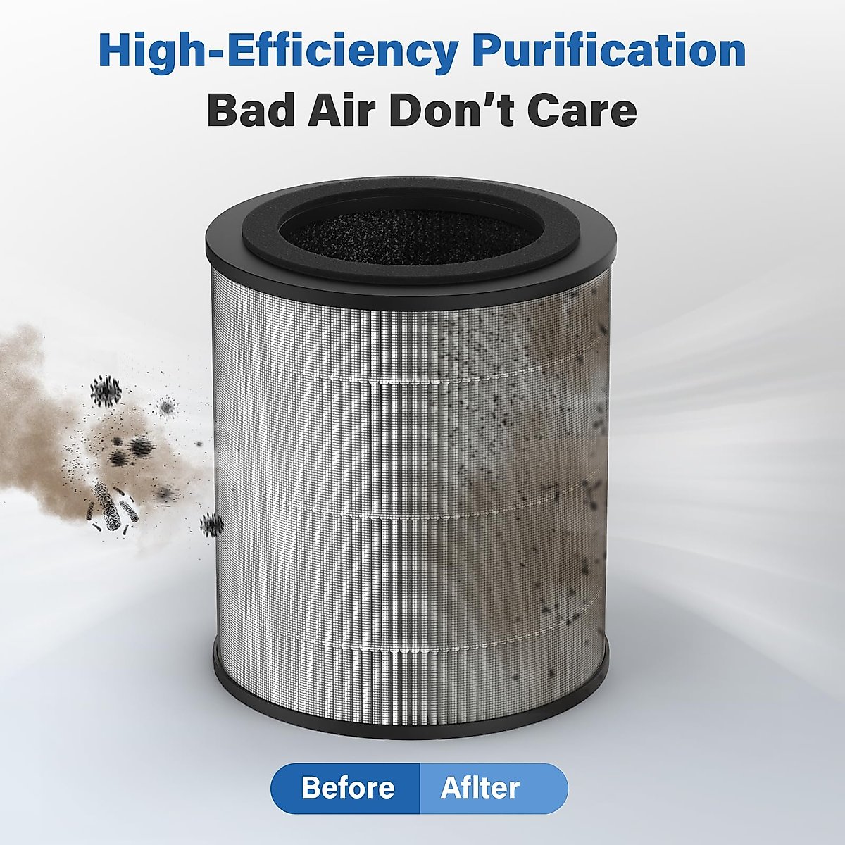 JF100 Replacement Filter, 3-in-1 H13 True HEPA and High-Efficiency Activated Carbon Filter, 2-Pack