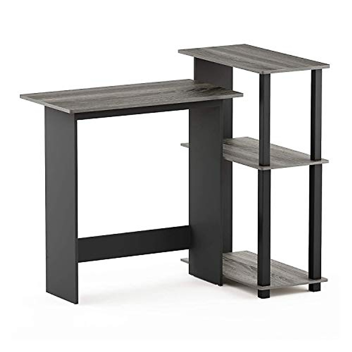 Desk Corner Computer with Bookshelf, French Oak Grey/Black (Color : French Oak Grey/Black)