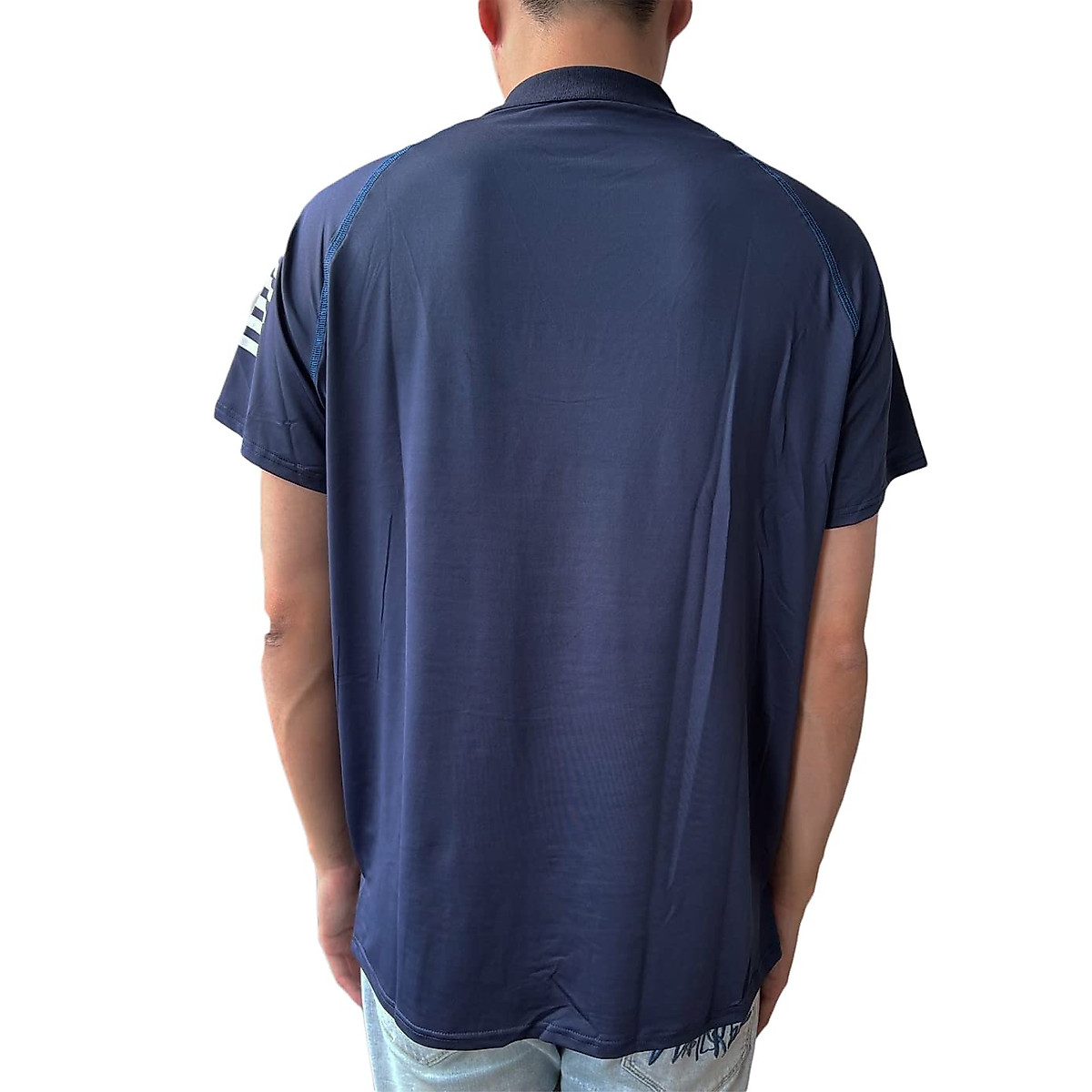 HARGLESMAN Men's Quick Dry Performance Short Sleeve Tactical Patriotic Polo T Shirt Tops Summer 1776 Printed Sports Casual Tees for Golf Tennis Paintball Activewear Navyblue L