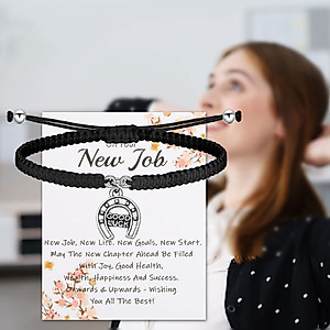 UJIMS Congratulations On Your New Job Gifts Good Luck Rope Message Bracelet Job Promotion Jewelry Coworker Leaving Gift (Good Luck Rope Bracelet)