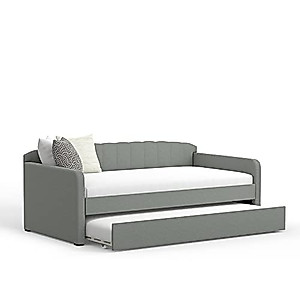 Glenwillow Home Scalloped Twin Daybed with Roll-Out Trundle in Stone