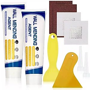 Drywall Repair Kit,100% Safe Wall Spackle Repair Paste,2 Pack Wall Repair Patch Kit with 2" Drywall Patch, Plaste Wall Hole Filler Putty for Filling Walls, Screw, Nail Hole, Wall Mending Agent