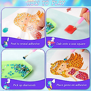 Zonon Gem Diamond Painting Kit for Kids, 26 Pieces Diamond Painting Stickers with DIY Painting Tools to Create Your Own Magical Stickers Cute Art and Crafts for Girls Boys