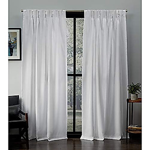 Exclusive Home Loha Light Filtering Pinch Pleat Curtain Panel Pair, 84" Length, Winter White
