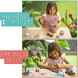 Kipipol Snow Globe Making Kit for Kids - Make Your Own Snow Globes for Girls w/ 4 DIY Snowglobe, 5 Figures, 20 Packs of Modeling Clay for Kids for Sculpting - Arts and Crafts for Girls & Boys 8-12-4-8