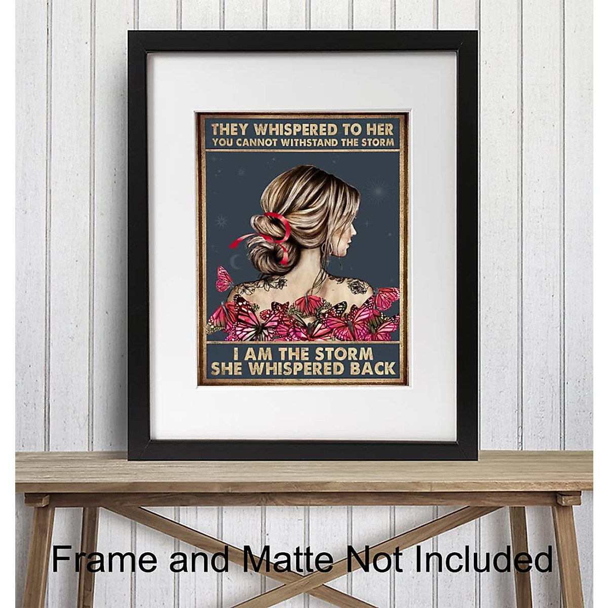 Inspirational Wall Art & Decor -LARGE 11x14- They Whispered to Her You Cannot Withstand The Storm Decor - She Whispered Back I Am The Storm - Boho Art - Positive Quotes - Encouragement Gifts for Women