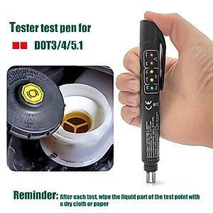 Brake Fluid Liquid Tester,Hydraulic Fluid Liquid Oil Moisture Analyzer with 5 Led Indicators,DOT 3 DOT 4 DOT 5.1 Brake Fluid Liquid Tester Pen for Check Engine Car Accessories
