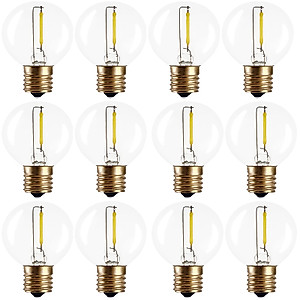 Lxcom Lighting 12pcs G40 LED E17 Edison Bulb, 0.5W Cool White Glass Light Bulbs for String Light, Vintage Filament, Indoor Decoration, AC120V, 6500K, 50LM, 20,000H