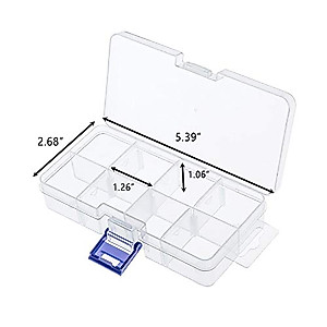 8 Grids Portable Plastic Organizer Container Storage Box,with Adjustable Grid (Thicker 2 pcs)