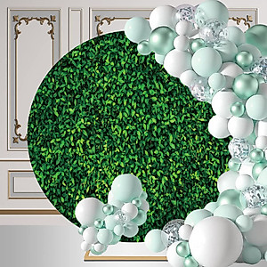 Greenery Green Leaves Round Backdrop Cover Spring Nature Outdoorsy Circle Background (No Stand) for Wedding Birthday Bridal Shower Photography 6.56ft (200cm) Seamless Edge Elastic Photo Studio Props