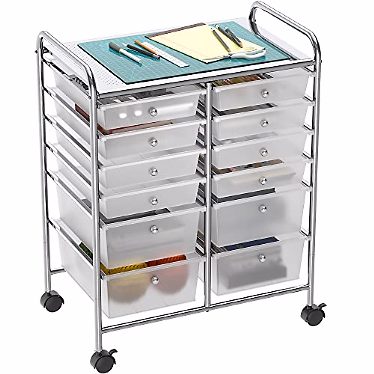 SimpleHouseware Utility Cart with 12 Drawers Rolling Storage Art Craft Organizer on Wheels