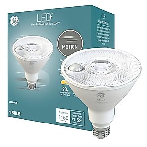 GE LED+ Linkable Motion LED Light Bulbs, 15W, PAR38 Outdoor Security Floodlights, Warm White (1 Pack)