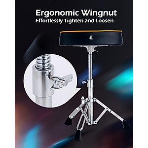 EHWD Premium Motorcycle Drum Throne, Rotatable Stool, Memory Foam Cushion with Anti-Skid Groove, Threaded Height Adjustment with Die-Cast Tripod. Edge Hardware Design NE1M