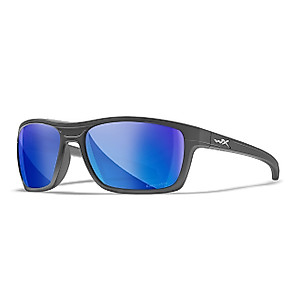 Wiley X Kingpin Captivate Polarized Sunglasses, Safety Glasses for Men and Women, UV Eye Protection for Shooting, Fishing, Biking, and Extreme Sports, Matte Graphite Frames, Blue Mirror Lenses