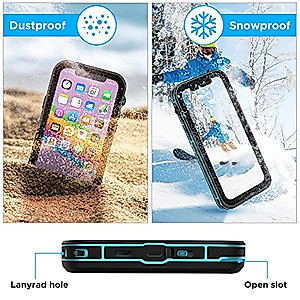 iPhone 12 Case Dropproof, Waterproof Durtproof Snowproof 360-degree Protection Case with Self-contained Protective Film,6.1 inch (5G).Blue
