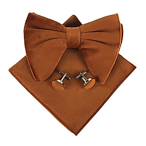 Men's Adult Brown Bow Tie Sunny Boy Bowties Dad Father Gift Bowties Pocket Square Set for Formal Groom or Wedding