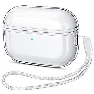 Fintie Case for AirPods Pro 2nd Generation (2023/2022) / AirPods Pro 1st Generation (2019) - Soft TPU Clear Anti-Scratch Protective Cover with Lanyard, Crystal Clear
