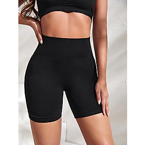 X-SNOW FALCON Women Gym Workout Seamless Shorts High Waisted Biker Scrunch Butt Booty Athletic Yoga Shorts Black