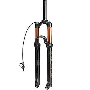 LYYCX Mountain Bike Front Fork 26/27.5/29 Inch Damping Rebound Adjustment Lock ABS Straight/Taper Tube Travel 120mm QR 9mm Air Pressure Front Fork Shock Absorption Air Fork Accessories (Color : Strai