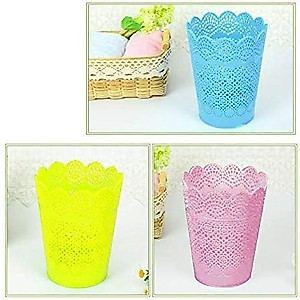 Krimo Plastic Slim Oval Trash Can, Wastebasket, Garbage Container Bin for Bathroom, Bedroom, Home Office(Purple)